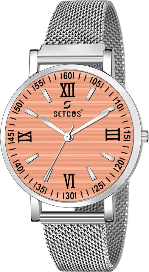Buy Setcos Analog Peach Dial Silver Strap Watch For Girls Online at ...