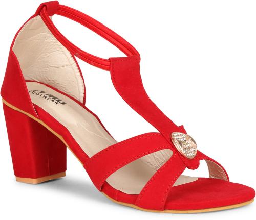 Buy DYMO's Trendy & Comfortable Red Heel Sandals For Women Online at ...