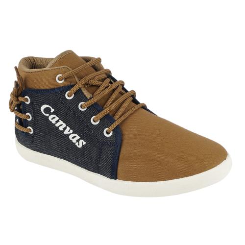 Buy Chevit Casual Canvas Tan & Blue Sneakers For Men Online at Best ...