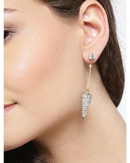 Buy YouBella Off-White Gold-Plated Stone-Studded Triangular Drop ...