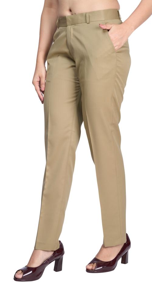 Buy C3 Khakhi coloured, Slim Fit Formal Trouser for Women - 28 Online ...