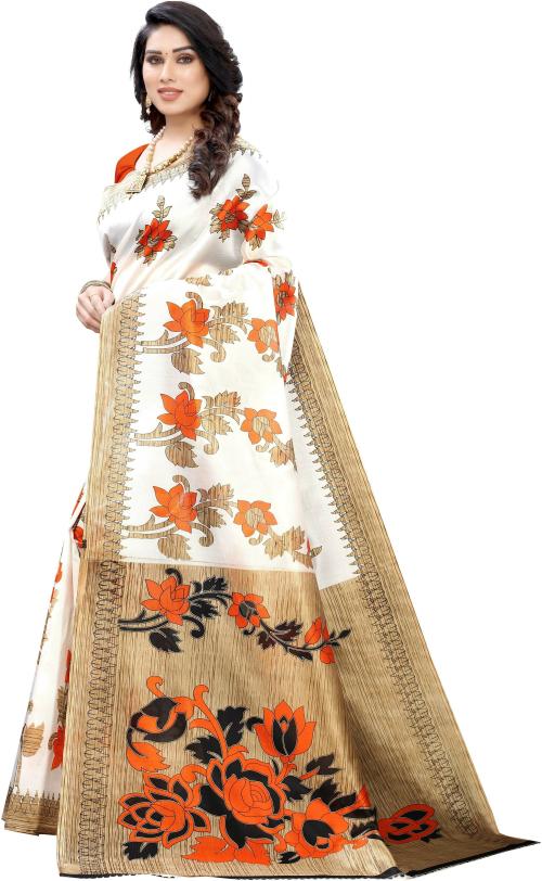 Buy Saran Women Pink Printed Silk Blend Saree Online at Best Prices in ...