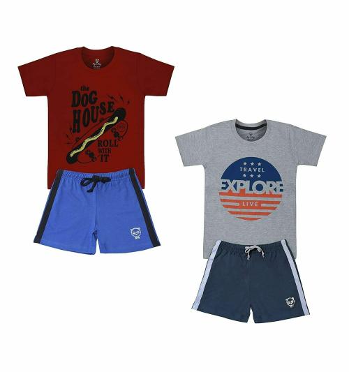 Buy PIP N PAP Boys Multicolor Cotton Pyjama Set (Pack of 2) Online at ...