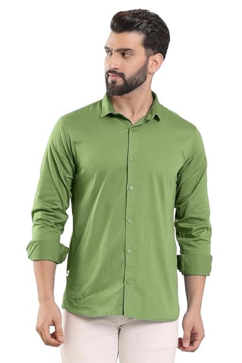Buy Squeezershirts Men's Solid Regular Fit Cotton Casual Shirt with ...