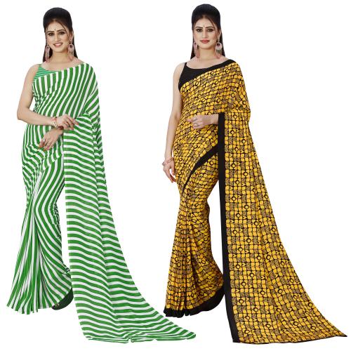 Buy Kashvi Women Multicolor6 Self Design Pattern Georgette Pack of 2 ...