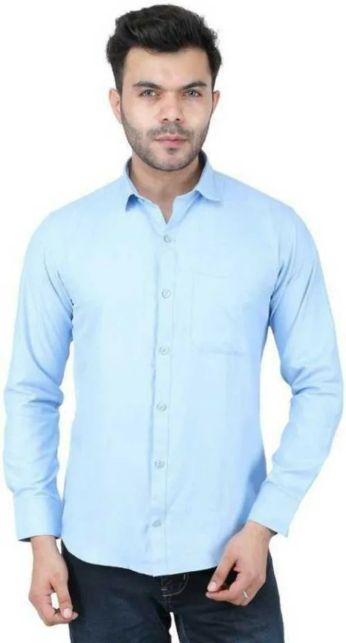 Buy Blue Ocean Mens Blue Pure Cotton Casual Shirt - 44 Online at Best ...