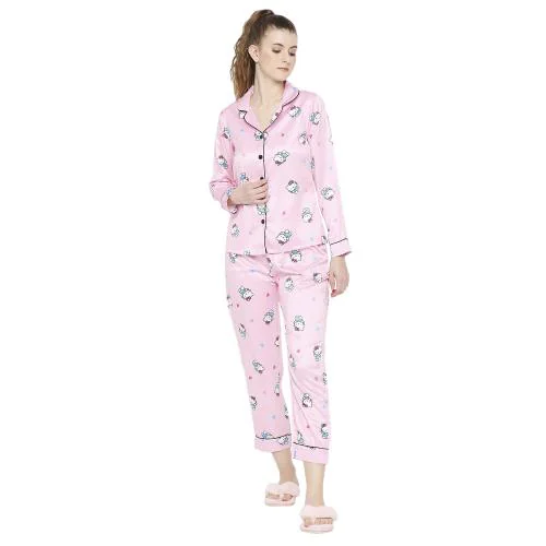 Buy Smarty Pants women's silk satin pastel pink color hello kitty print ...
