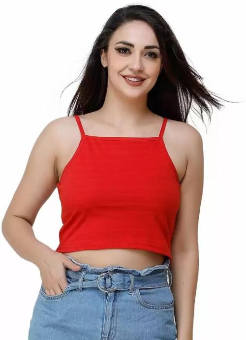 Buy Ryte Style Women Cotton Blend Noodle Straps Solid Top Online at ...