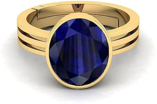Buy Chopra Gems & Jewellery Gold Plated Brass 6.50 Ratti Blue Sapphire Neelam Stone Ring (Men ...
