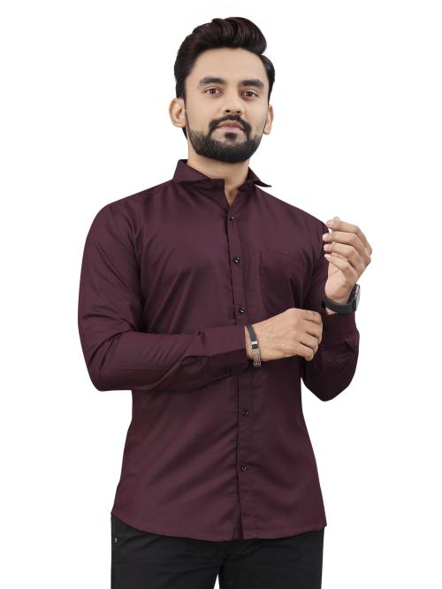 Buy NIVICK Men Slim Fit Solid Spread Collar Casual Shirt---Wine---XL ...