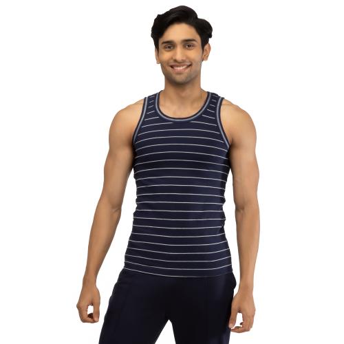 Buy Chromozome Men Blue Striped Single Vest Online at Best Prices in ...