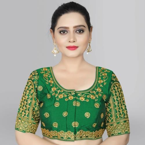 Buy Jay Pal Women Green Art Silk U-Neck Blouse Online at Best Prices in ...