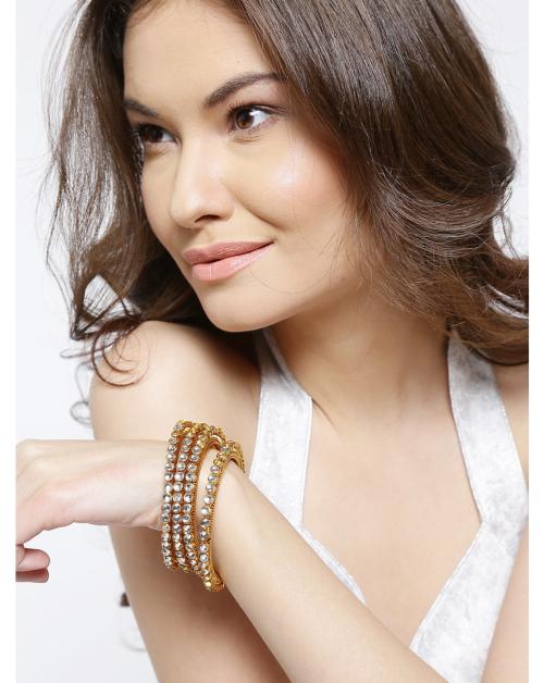 Buy YouBella Set of 4 Gold-Toned Stone-Studded Bangles Online at Best Prices in India - JioMart.