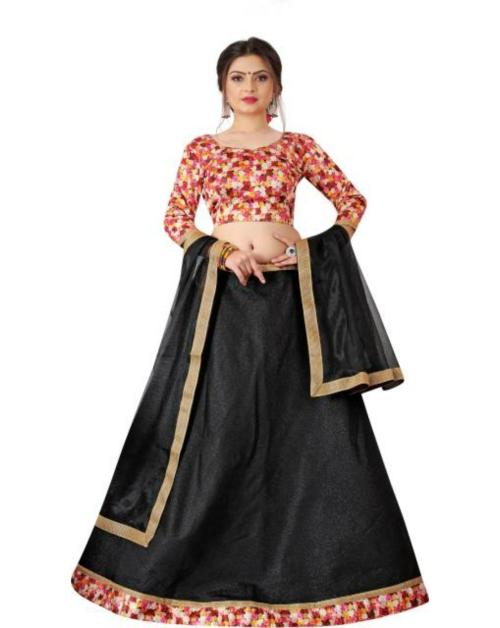 Buy DIBAS Women Black Solid Art Silk Lehenga Choli Sets Online at Best Prices in India - JioMart.