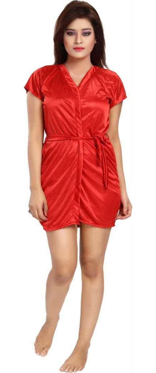 Buy Sujuka Women Red Pack Of 1 Above Knee Baby Doll Night Dress With G ...