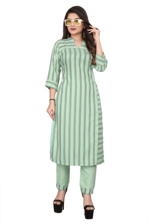Buy Jayu Fab Women Light Green Viscose Rayon Kurta and Pant Set Online at Best Prices in India ...