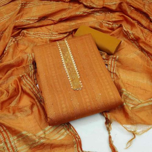 Buy Ashiya Fab Women Yellow Embroidered Cotton Blend Semi Stitched ...