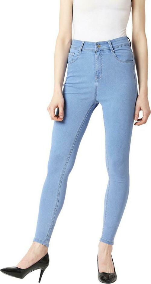 Buy Miss Chase Women Light Blue Solid Single Jeans Online at Best ...