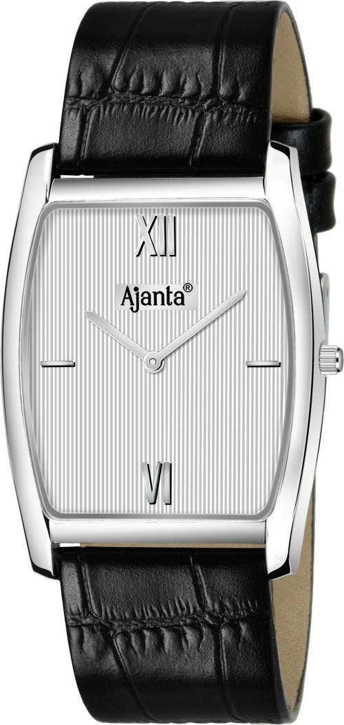 Buy Ajanta Quartz Analog Silver Dial Black Strap Watch For Men Online ...
