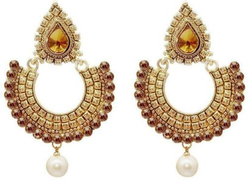 Buy Jewelmaze Alloy Gold-Plated Brown Chandbali Earring (Women) Online ...