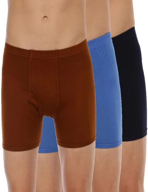 Buy DOLLAR Lehar Men's Assorted Solid 100% Cotton Pack of 3 Trunks ...
