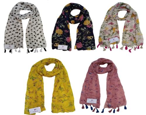 Buy FusFus Women Printed Chiffon Stole - 50 x 170 cm (Pack Of 5) Online ...