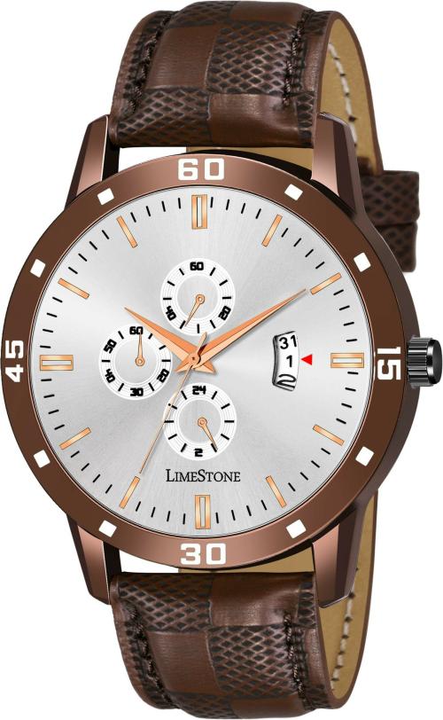 Buy LIMESTONE Analog Silver Dial Brown Strap Watch For Men (LS2951 ...