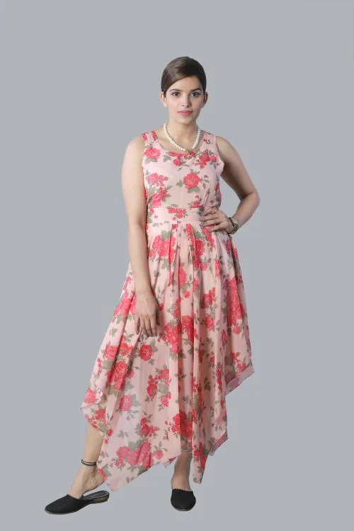 Buy Lilyn Women Pink Georgette A-Line Dress (XXL) Online at Best Prices ...