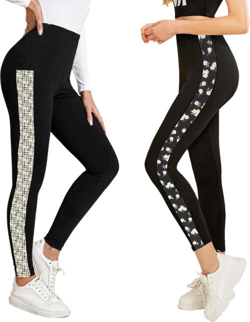 Buy ALISBA Women Multicolor Printed Lycra Blend High Rise Jeggings (L ...