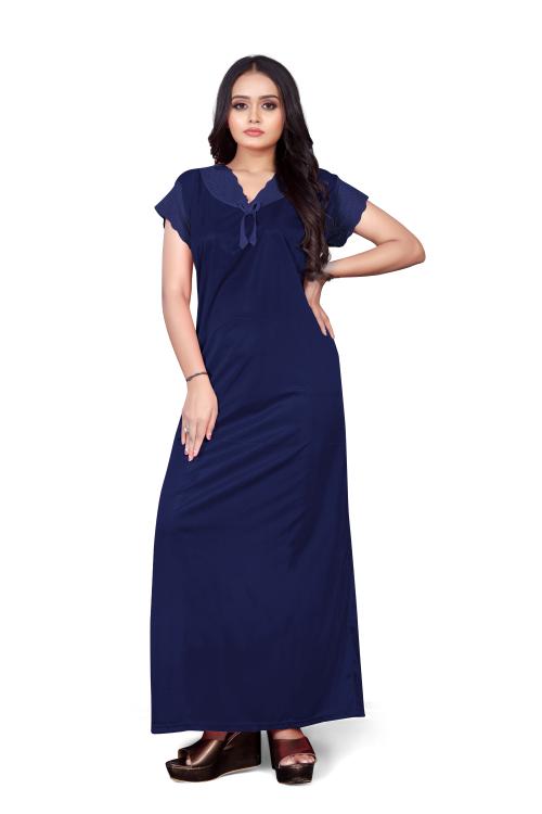 Buy HAUTELOOK Women's Lycra Satin Nighty Gown Gala Latkan with Work and ...