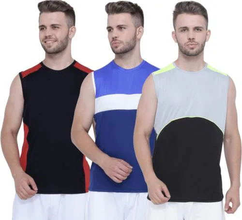 Buy PRIME PLUS Multicolor Solid Polyester Round Neck Gym Vest - XXL ...