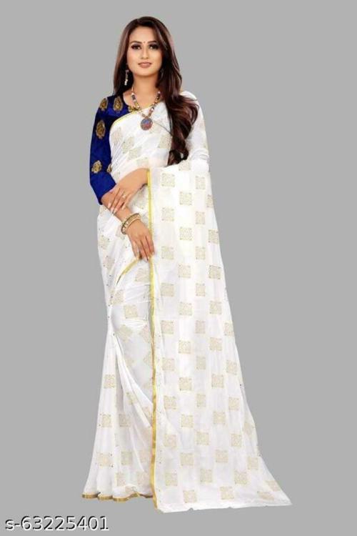 Buy Febo Fashion Women White Printed Chiffon Single Saree Online at ...