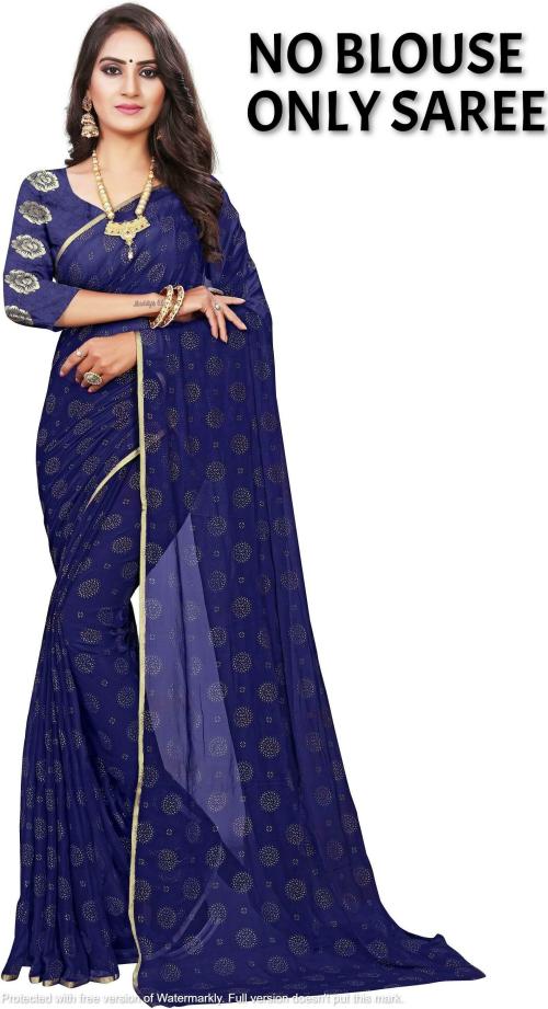 Buy Febo Fashion Women Navy Embellished Chiffon Single Saree Online at ...