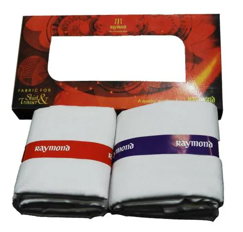 Buy Raymond Solid Pc-Cotton White Shirt & White Trouser Fabric in ...