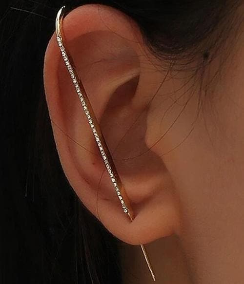 Buy Vembley Stylish Gold Plated Cubic Zirconia Studded Line Ear Cuff Online at Best Prices in ...