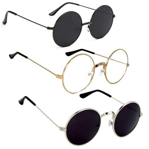Buy Phenomenal Round Unisex Sunglasses (Black, Clear) (Men & Women ...