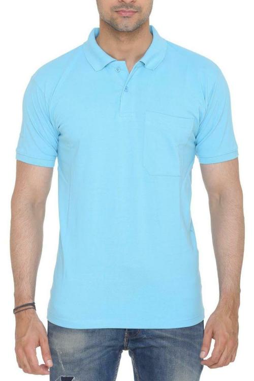 Buy Colors and Blends Men Sky Blue Solid Standard Length Polos Online ...