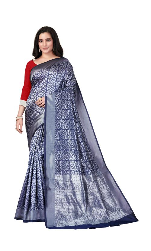 Buy NOPSE Women's Litchi Silk Designer Banarasi Saree (Radhika Navy ...