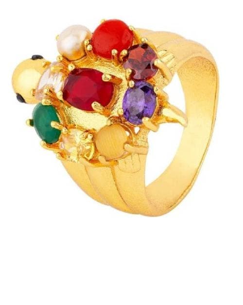 Buy CEYLONMINE NATURAL NAVRATAN CRYSTAL STONE GOLD PLATED RING Online ...