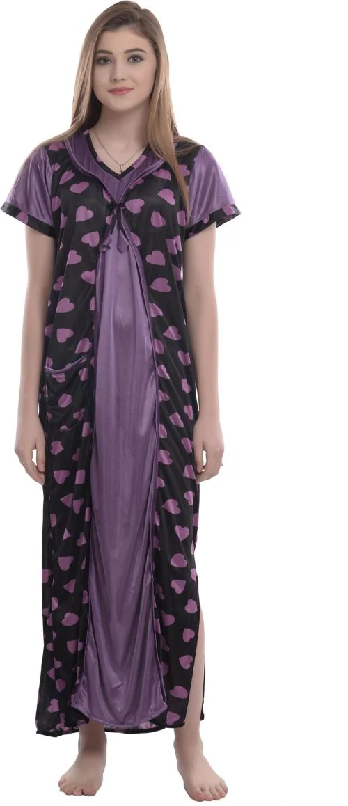 Buy Lezaira Purple Womens Satin Nighty Online at Best Prices in India ...