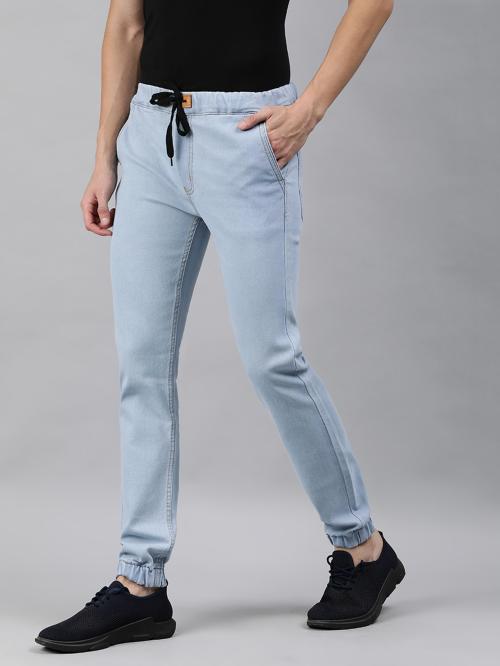 Buy Urbano Fashion Men's Ice Blue Slim Fit Washed Jogger Jeans Stretchable Online at Best Prices ...