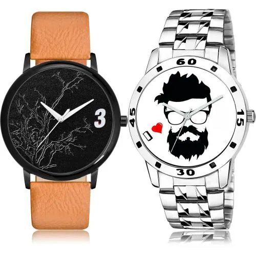 Buy GROOT Latest Quartz Geomatric Casual And Beard Style Chain Watch ...