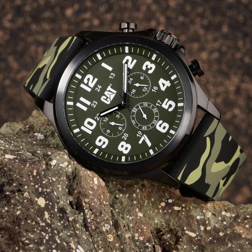 Buy CAT Operator Camo Multifunction Green Round Dial Men's Watch - PU ...