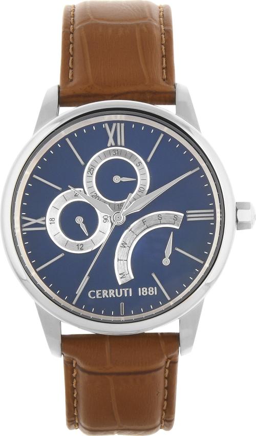 Buy Cerruti 1881 Analog Blue Dial Brown Strap Watch For Men Online at ...