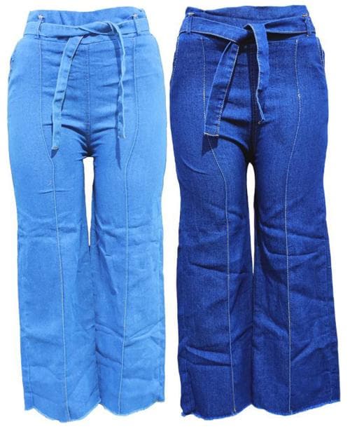 Buy Manzon Girls Blue Embroidered 100% Cotton Pack of 2 Jeans Online at ...