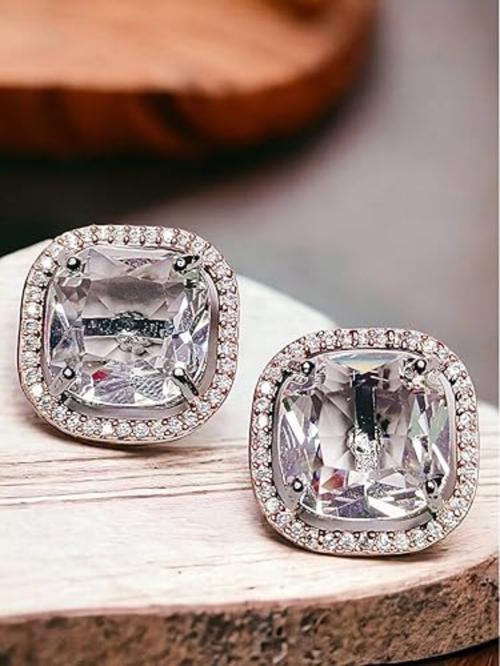 Buy TREND CREATION Black Rose Polish AAA AD Stone Stud Earring For ...