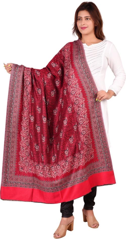 Buy FusFus Women Red Woven Acrylic Shawl - Free Size Online at Best ...
