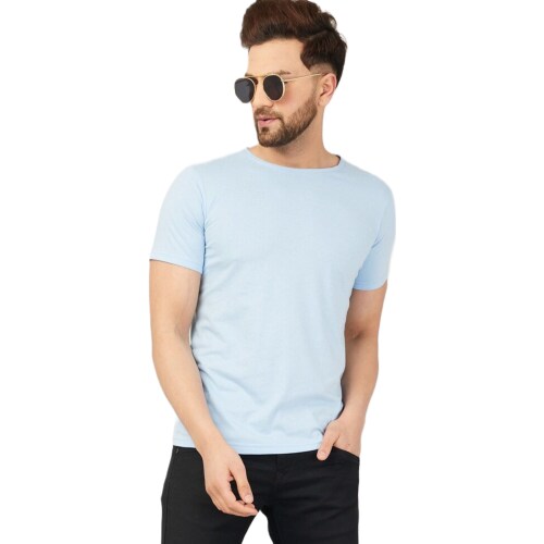 Buy Sky Blue - Medium Solid Plane Stylis T shirt For Men TeesTheDay ...