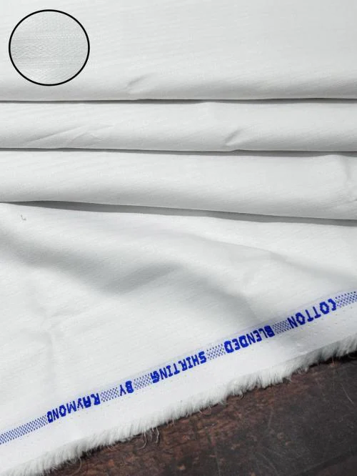 Buy Raymond Self Design Cotton Blended White Shirt Fabric in Box ...