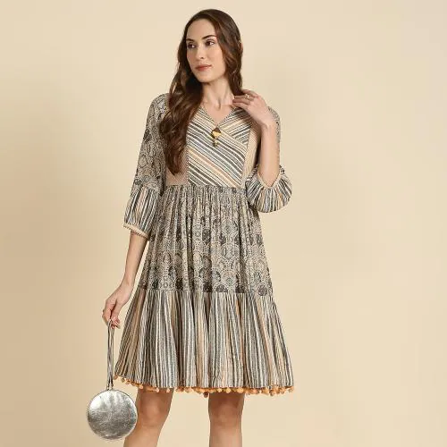 Buy Madhuram Women Short Western Dresses Style with Floral Printed and ...